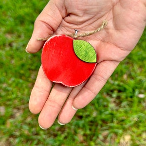 Personalized Rustic Red Apple Teacher Gift, Custom Wooden Apple Decor ...