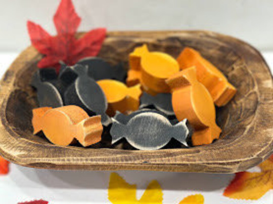 Wooden Halloween Candy, Set of 3, Fall Candy, Fall Decor, Bowl Fillers ...