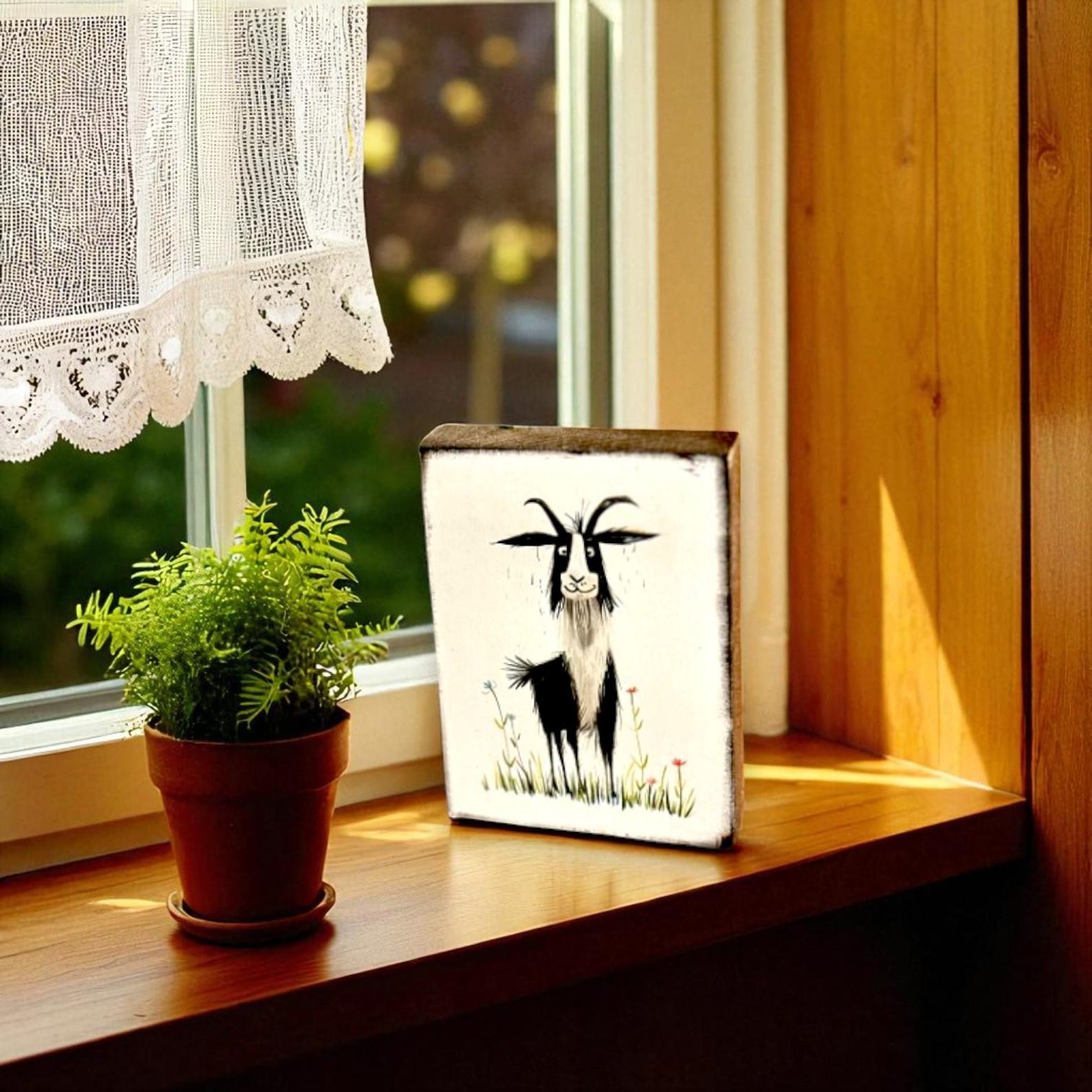 Wood Block Goat Signs, Whimsical Goat Art, Kitchen Decor,farmhouse ...