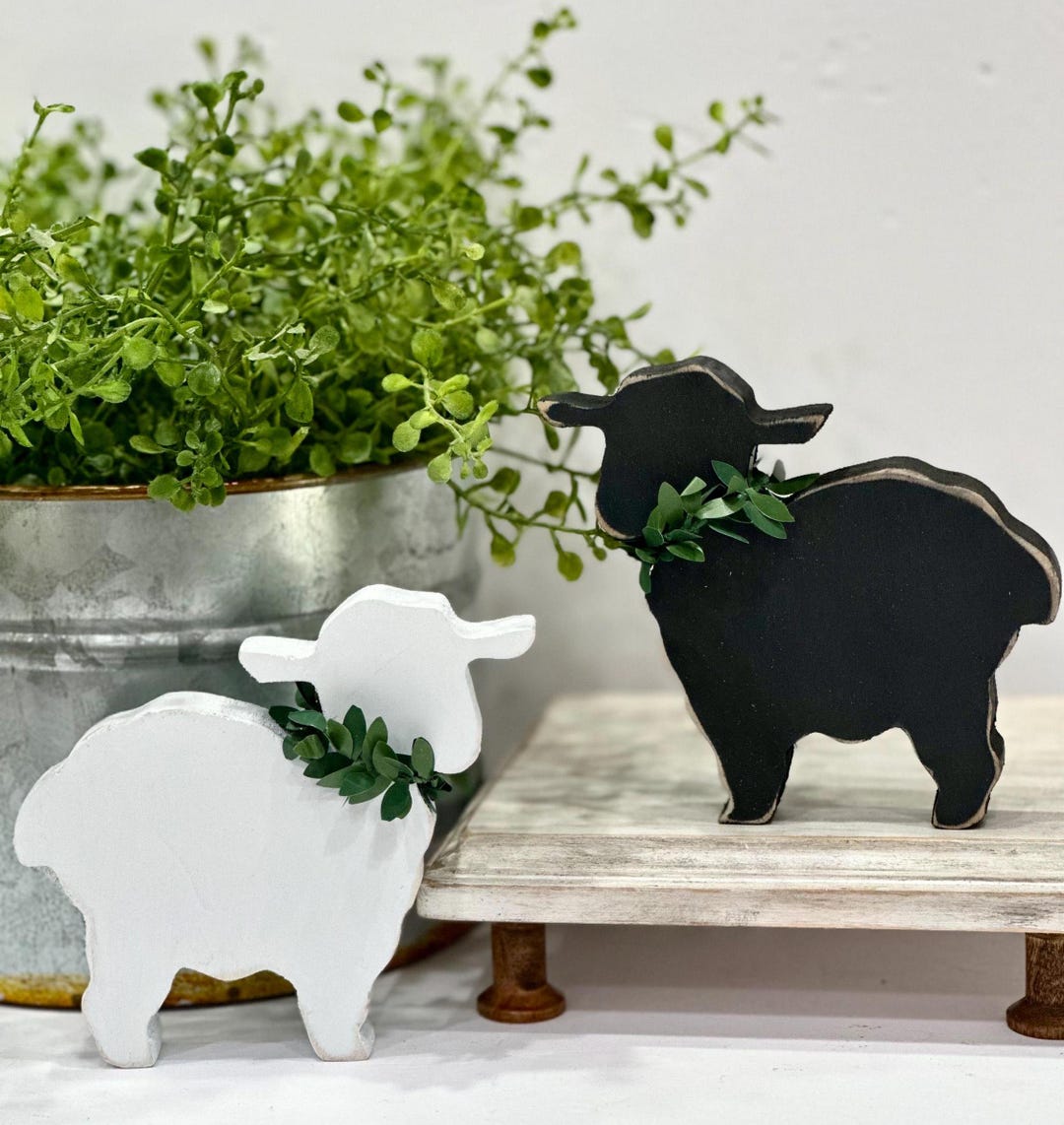 Rustic Wooden Lamb Decor, Farmhouse Easter Home Accent, Farmhouse Lamb ...