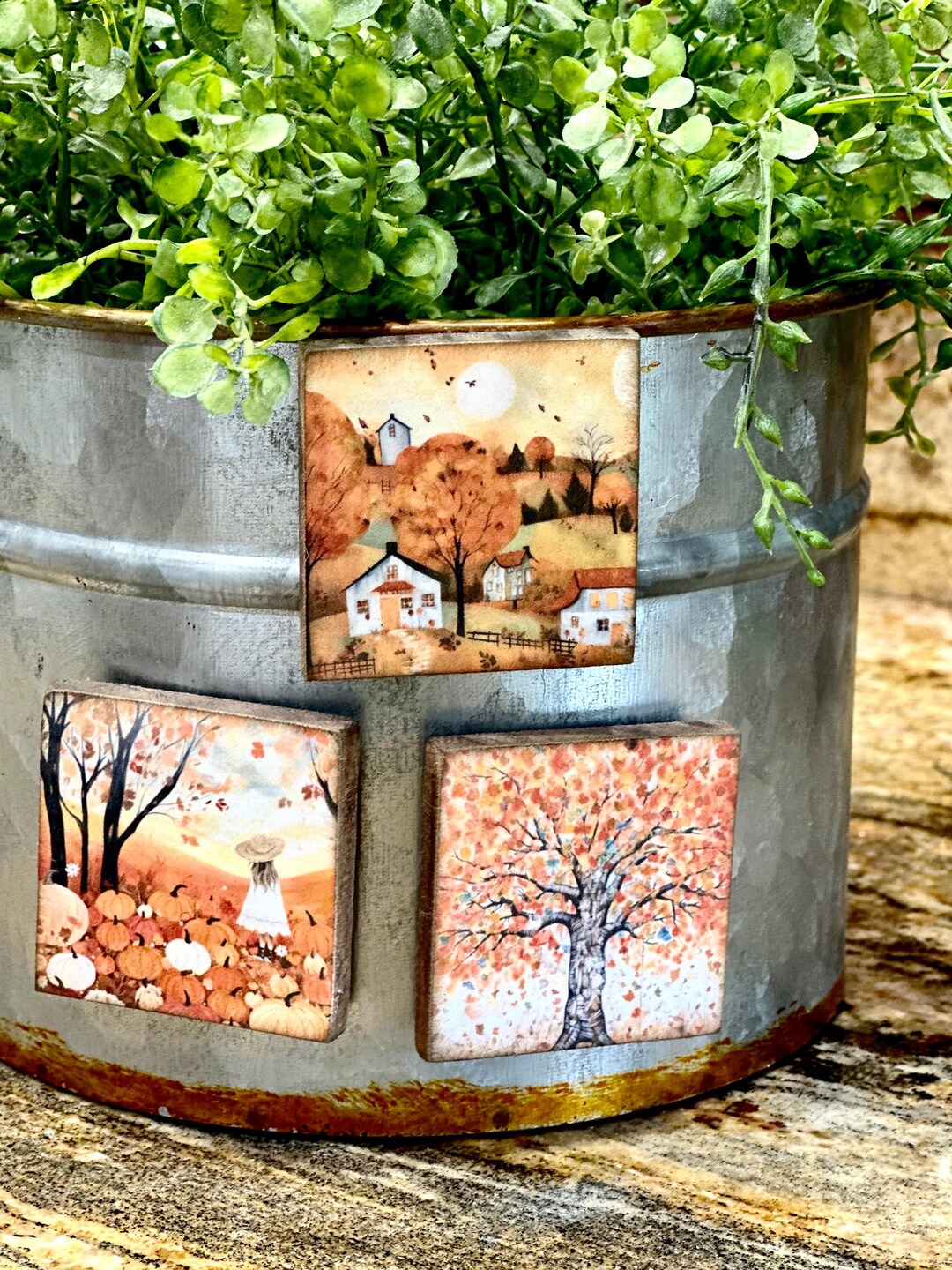 Fall Wood Magnets, Set of 3,mini Art Magnets, Decorative Magnets,fridge ...