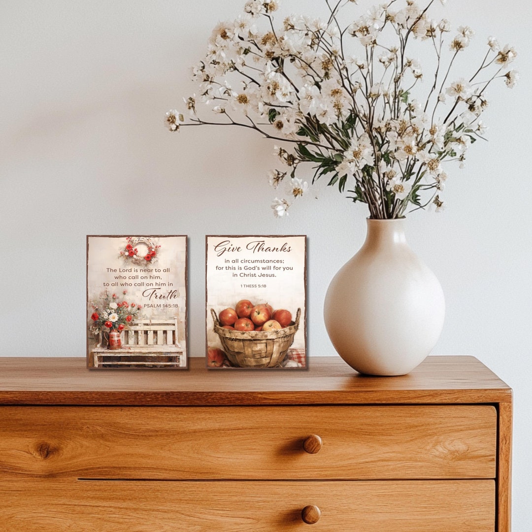 Christian Fall Wood Block Sign, Handcrafted Christian Verse Sign for ...