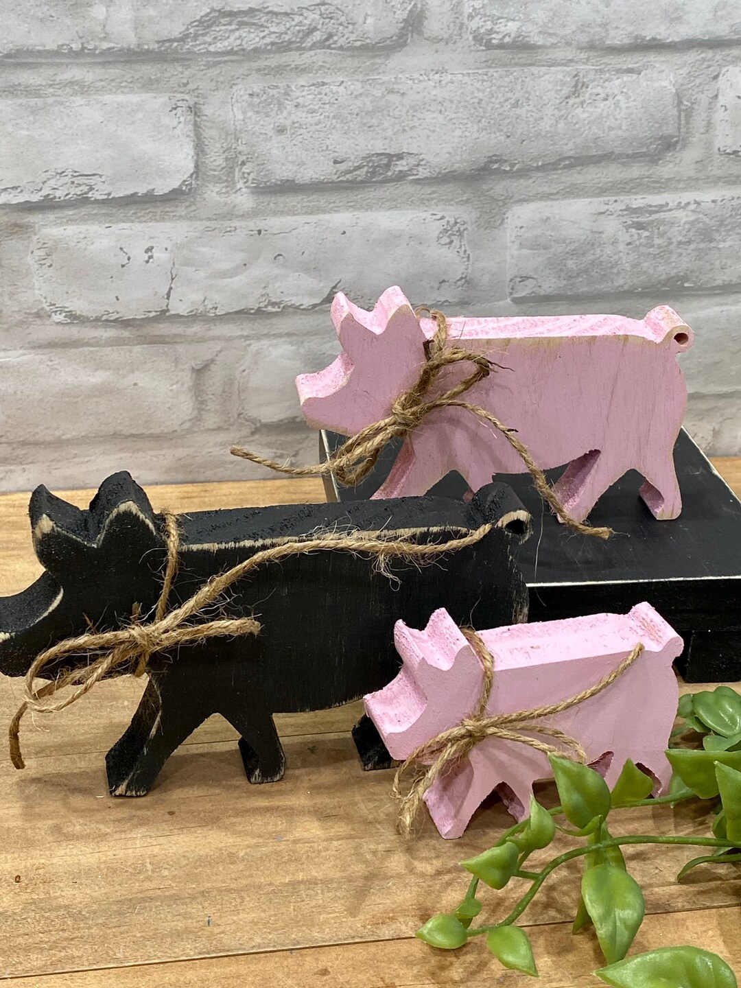 Wooden Pig and Piglets, Farmhouse Decor, Farm Tiered Tray, Wood Farm ...