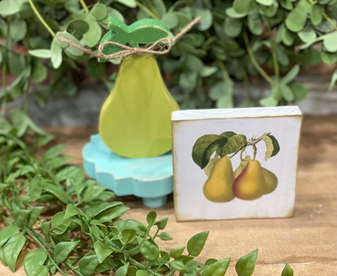 Wooden Pear, Farmhouse Pear Sign, Wooden Fruit, Tiered Tray Sign, Pear ...