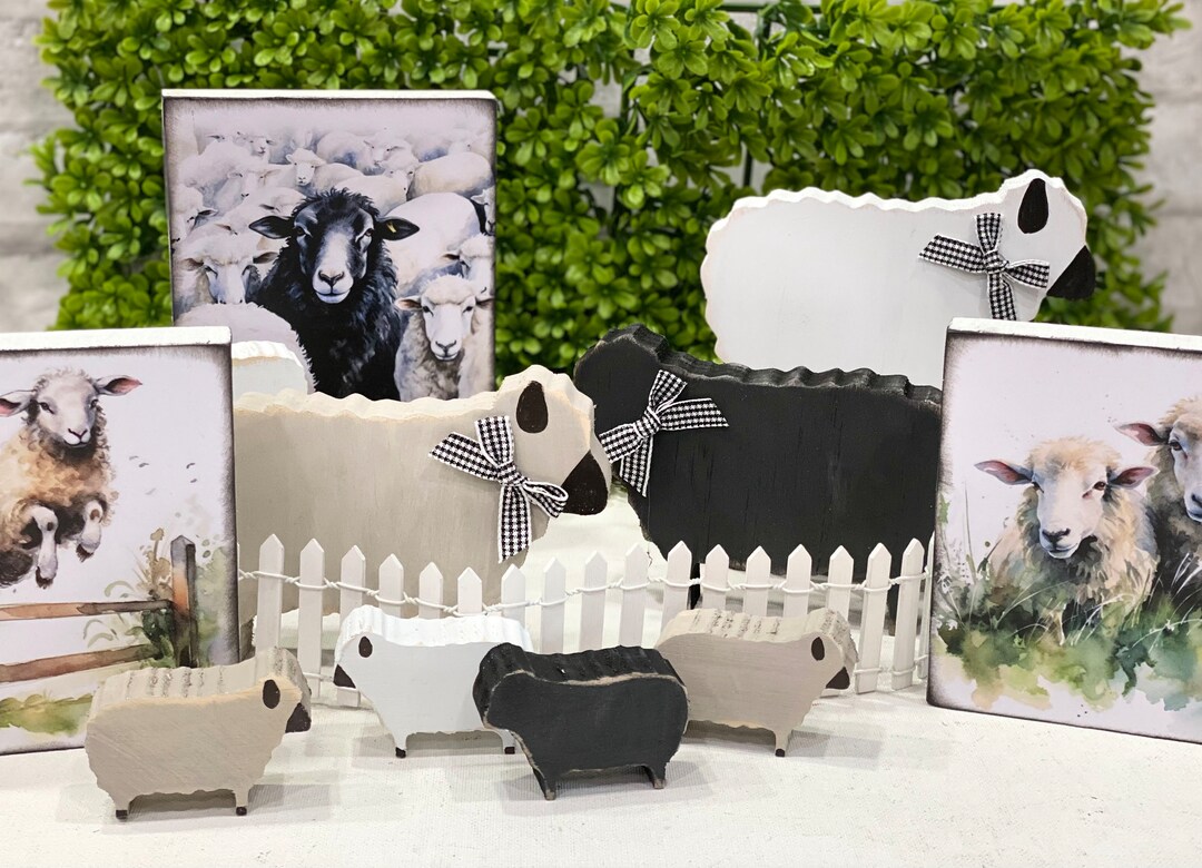 Wooden Sheep, Mini Farmhouse Sheep Bowl Fillers, Sheep Sign, Lambs ...
