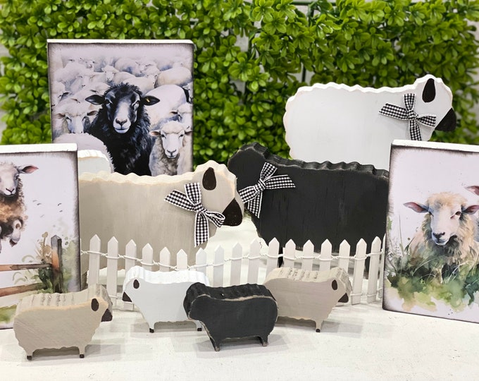 Wooden Sheep, Mini Farmhouse Sheep Bowl Fillers, Sheep Sign, Lambs ...