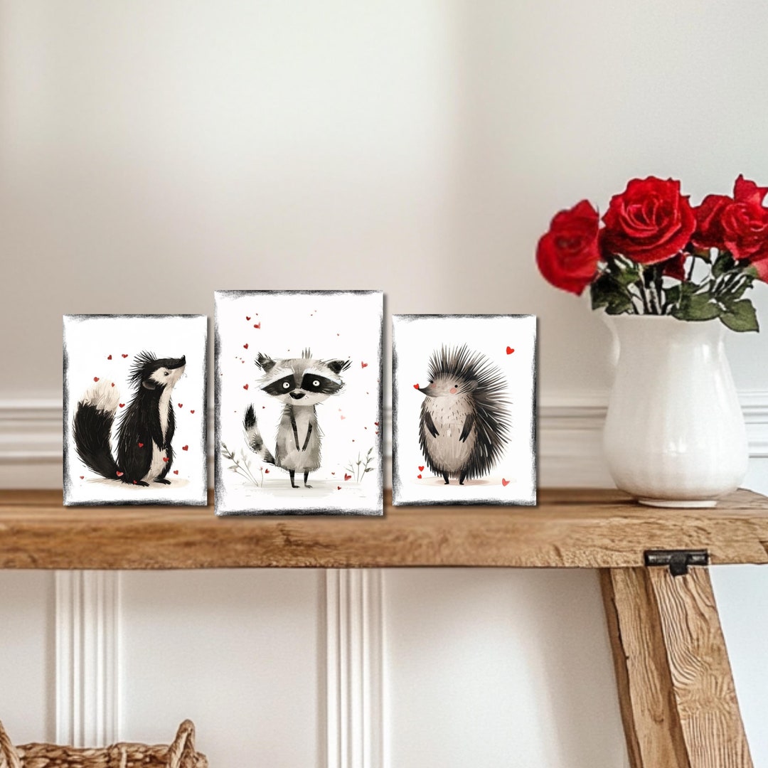 Valentine Mini Signs, Racoon, Possum, Skunk ,valentine Decor Ideas ...