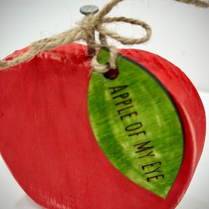Personalized Rustic Red Apple Teacher Gift, Custom Wooden Apple Decor ...