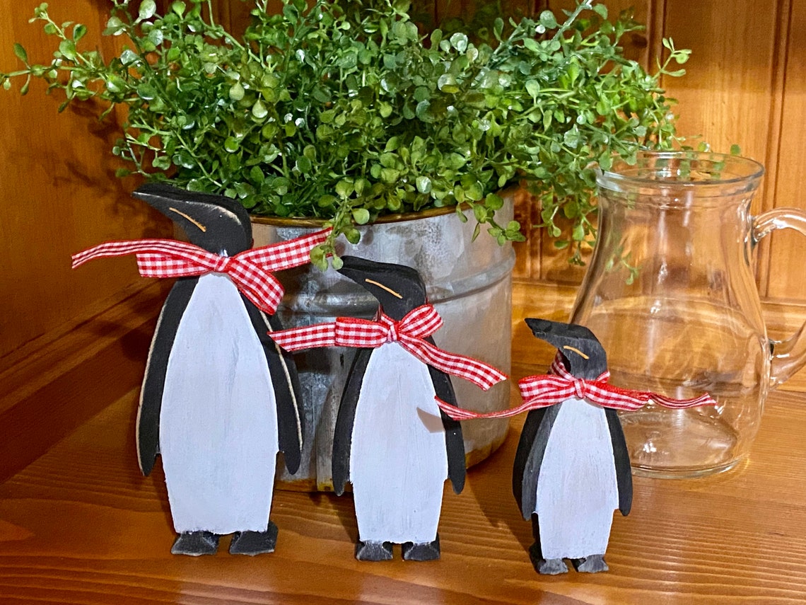 Wooden Penguins Holiday Penguins Aquatic Birds Emperor - Etsy