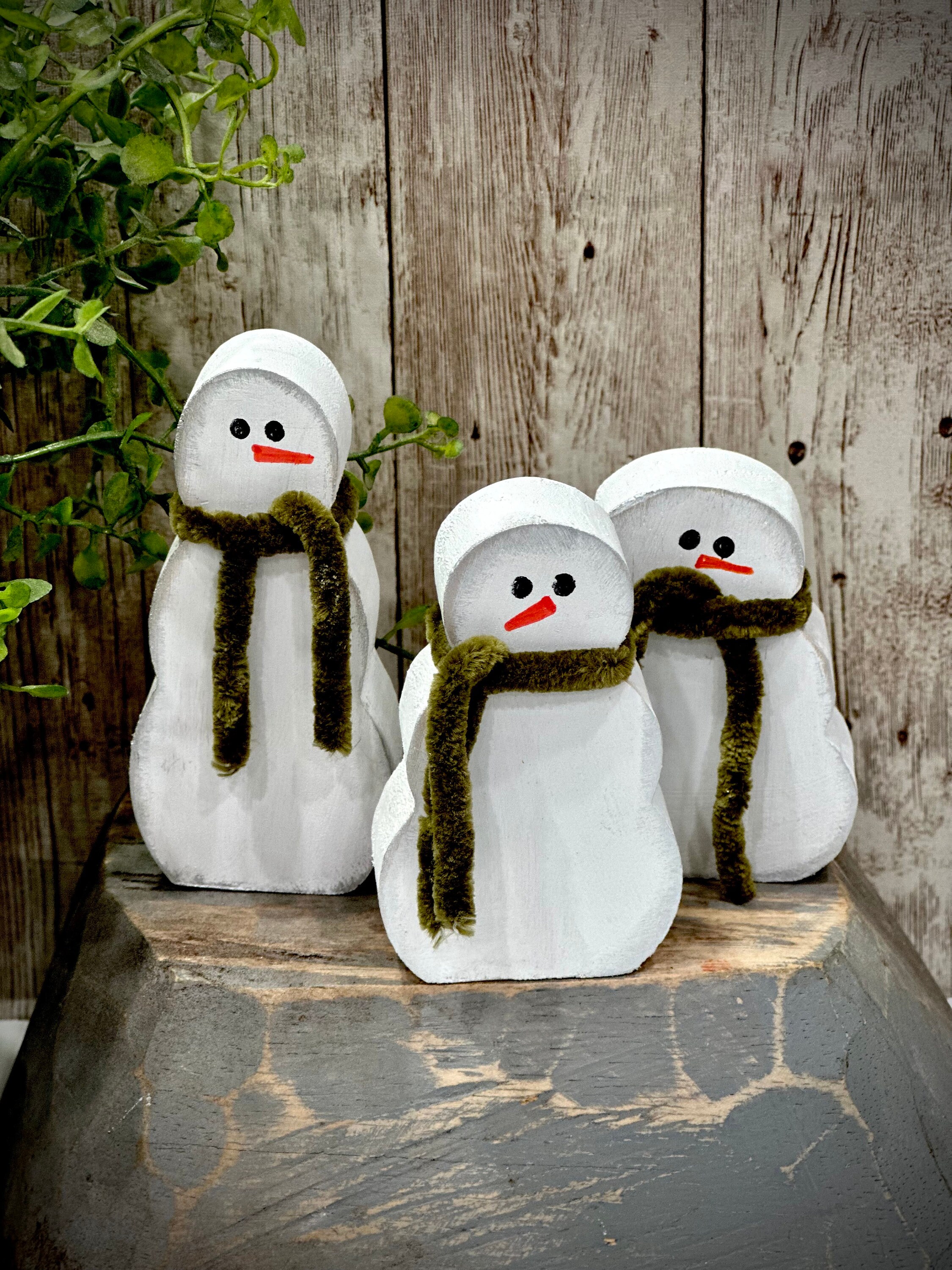 Rustic Wooden Snowman Trio, Tiered Tray Winter Decorations, Snowman ...