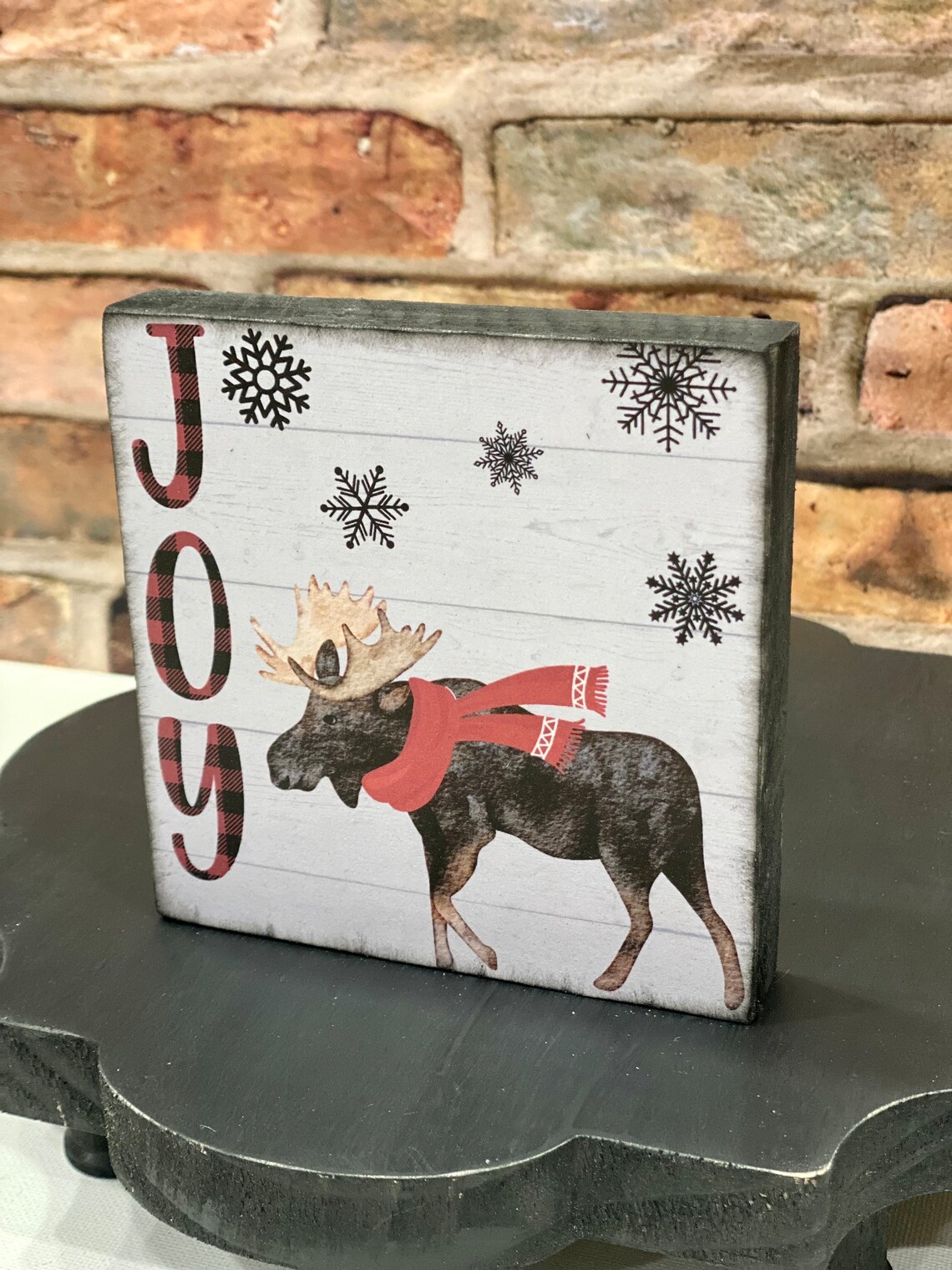 Christmas Moose Wood Block Moose Sign Christmas Moose - Etsy