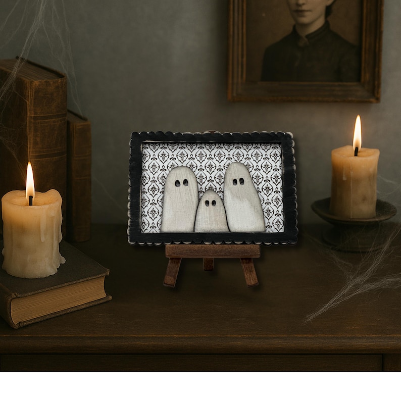 Ghost Family Portrait Sign, Gothic Halloween Wood Decor, Victorian ...