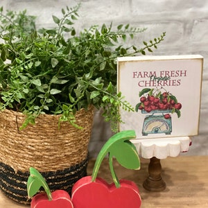 Wooden Cherries, Farmhouse Cherry Sign, Wooden Fruit, Tiered Tray Sign ...