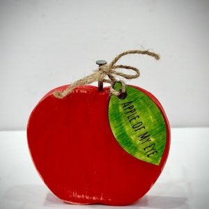 Personalized Rustic Red Apple Teacher Gift, Custom Wooden Apple Decor ...