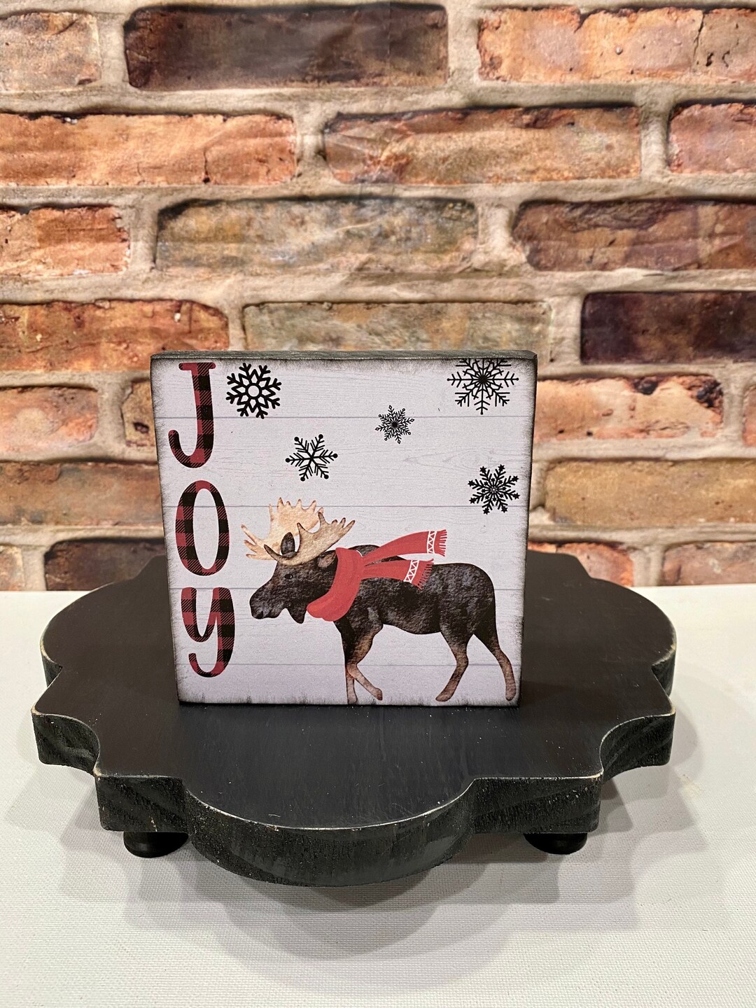 Christmas Moose Wood Block Moose Sign Christmas Moose - Etsy
