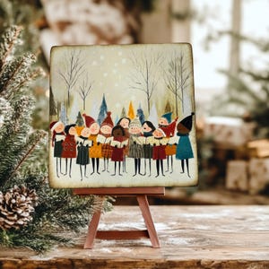 Christmas Wooden Sign With Children's Choir, Whimsical Kids Christmas ...