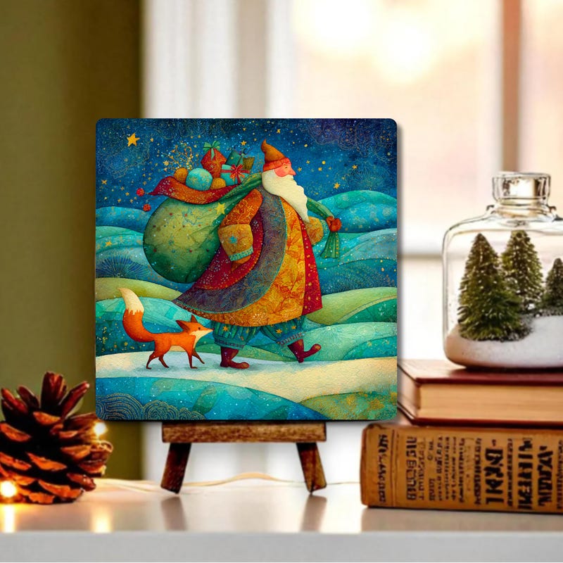 Folk Art Wood Santa - Etsy