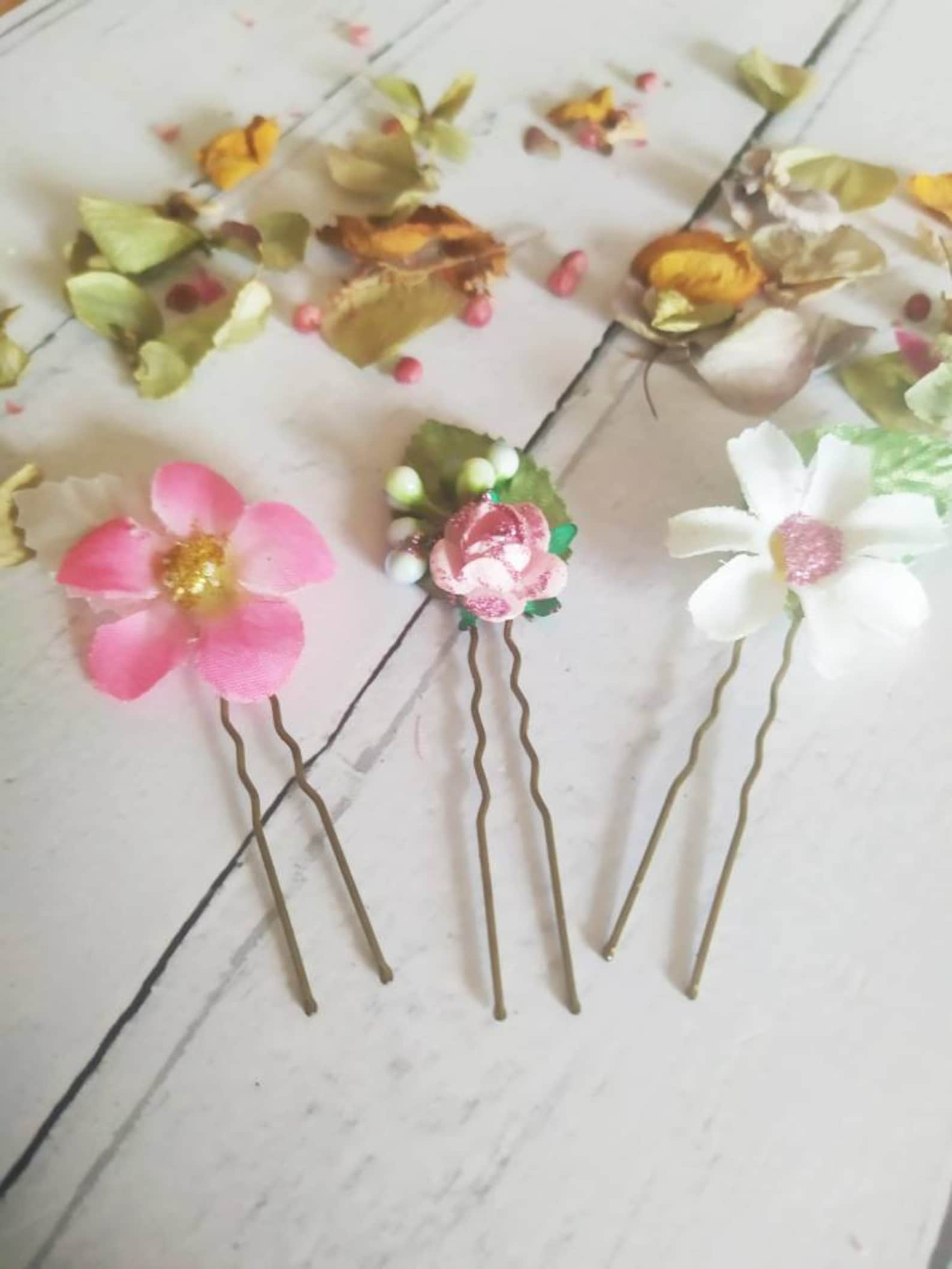 Flower Hair Pins - Floral Pins - Wedding - Flower Girl - Prom ...