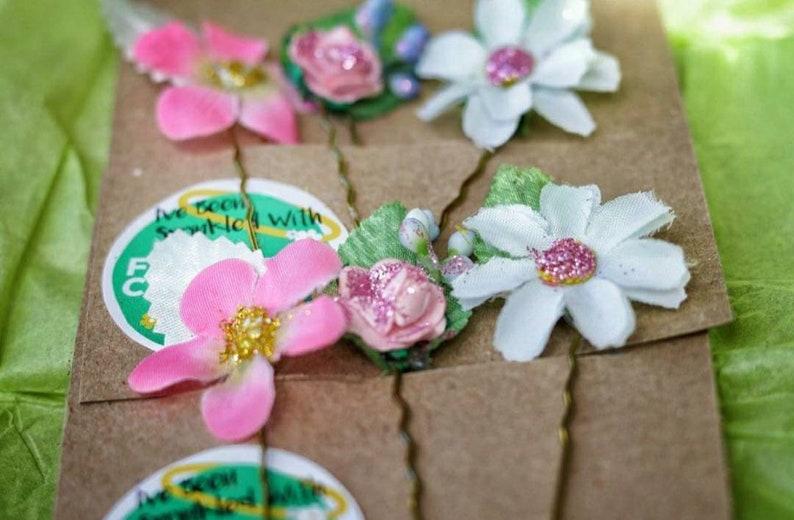 Flower Hair Pins Floral Pins Wedding Flower Girl Prom - Etsy