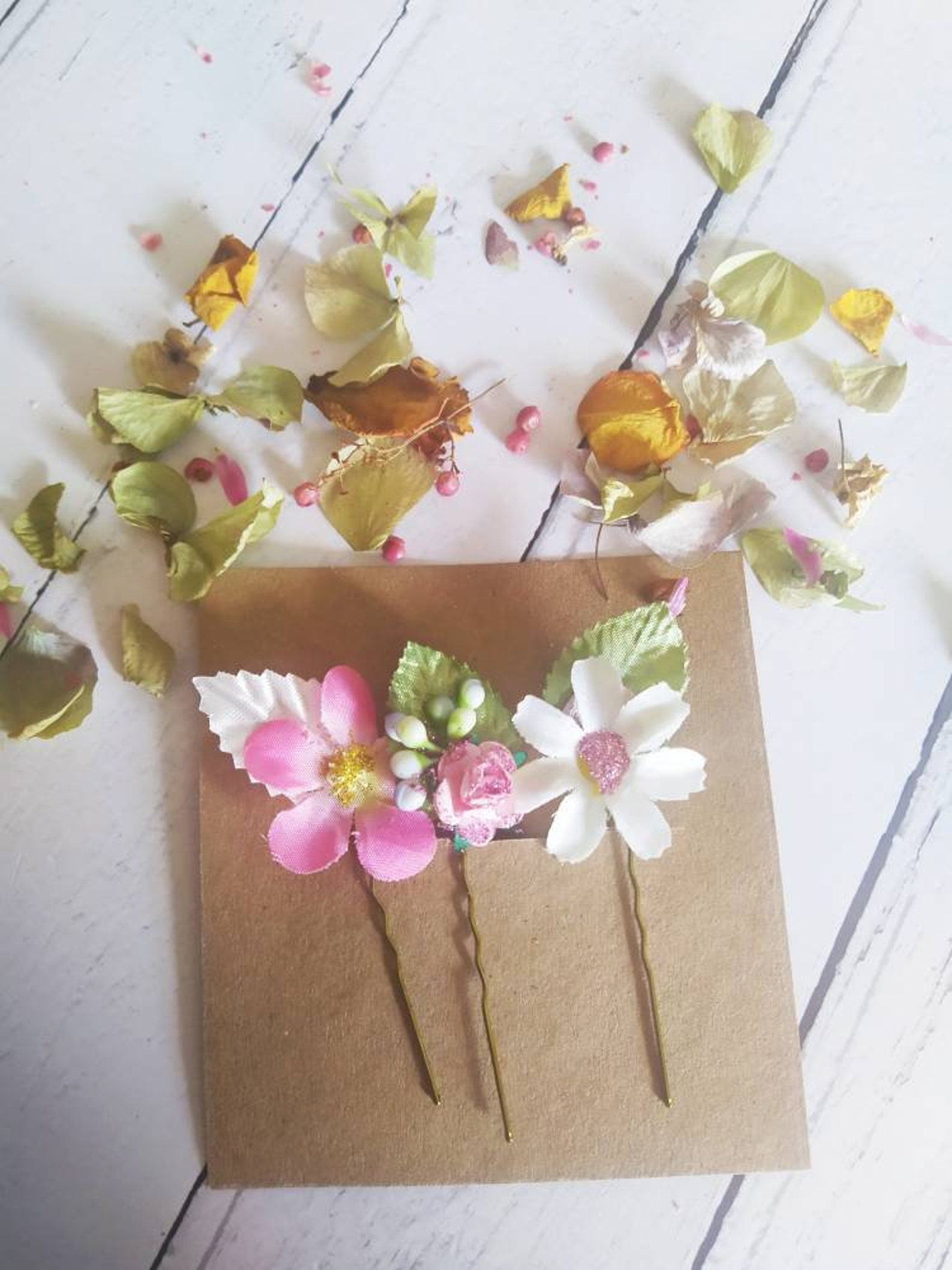 Flower Hair Pins Floral Pins Wedding Flower Girl Prom - Etsy