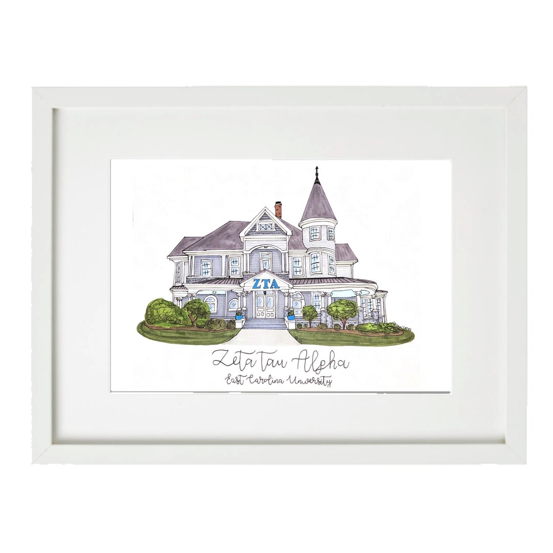 ZTA House Print - East Carolina University - Etsy