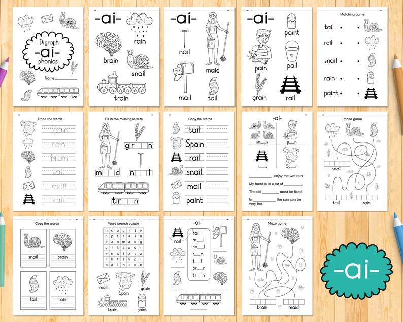 Phonics Printable Workbook, 1st Grade Worksheets for Kids, 2nd Grade ...