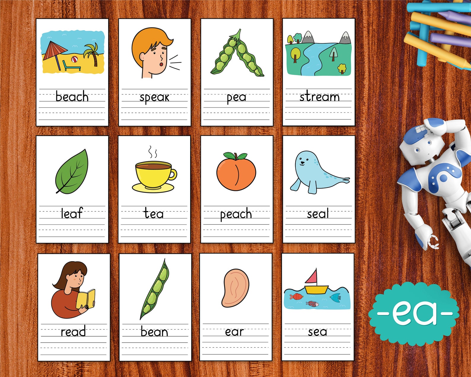 Ea Phonics Sound Cards ea Digraph Printable Flashcards - Etsy