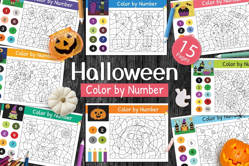 Halloween Color by Number Worksheets PDF Halloween Coloring - Etsy
