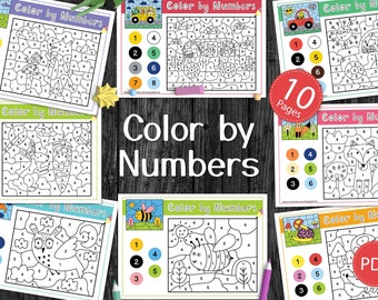 New Color by Number Coloring Pages Collection, Book for Kids, Printable ...