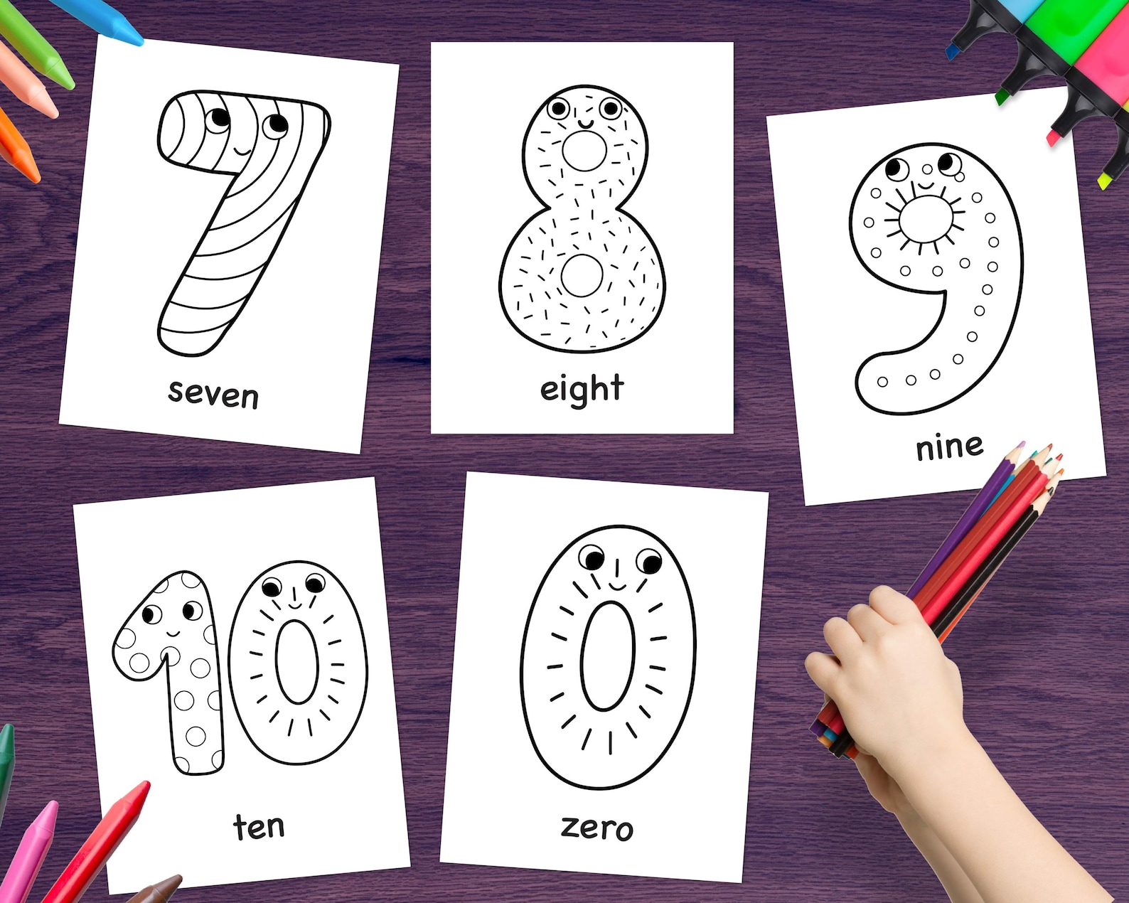 Cute Numbers Coloring Page, Color the Numbers 0 to 10 Coloring Page ...