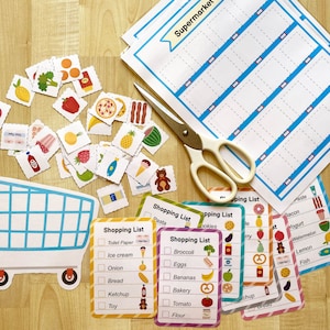 Shopping Busy Book Printable Game for Toddlers, Grocery Activity ...