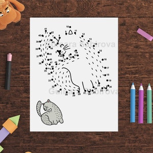 6 Printable Dot to Dot Games PDF, Cute Cats, Join the Numbers Drawing ...
