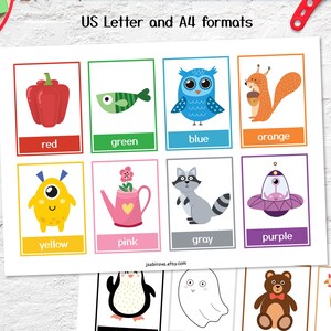 Colors Flashcards Printable PDF, 3 Part Cards, Colors Flash Cards for ...