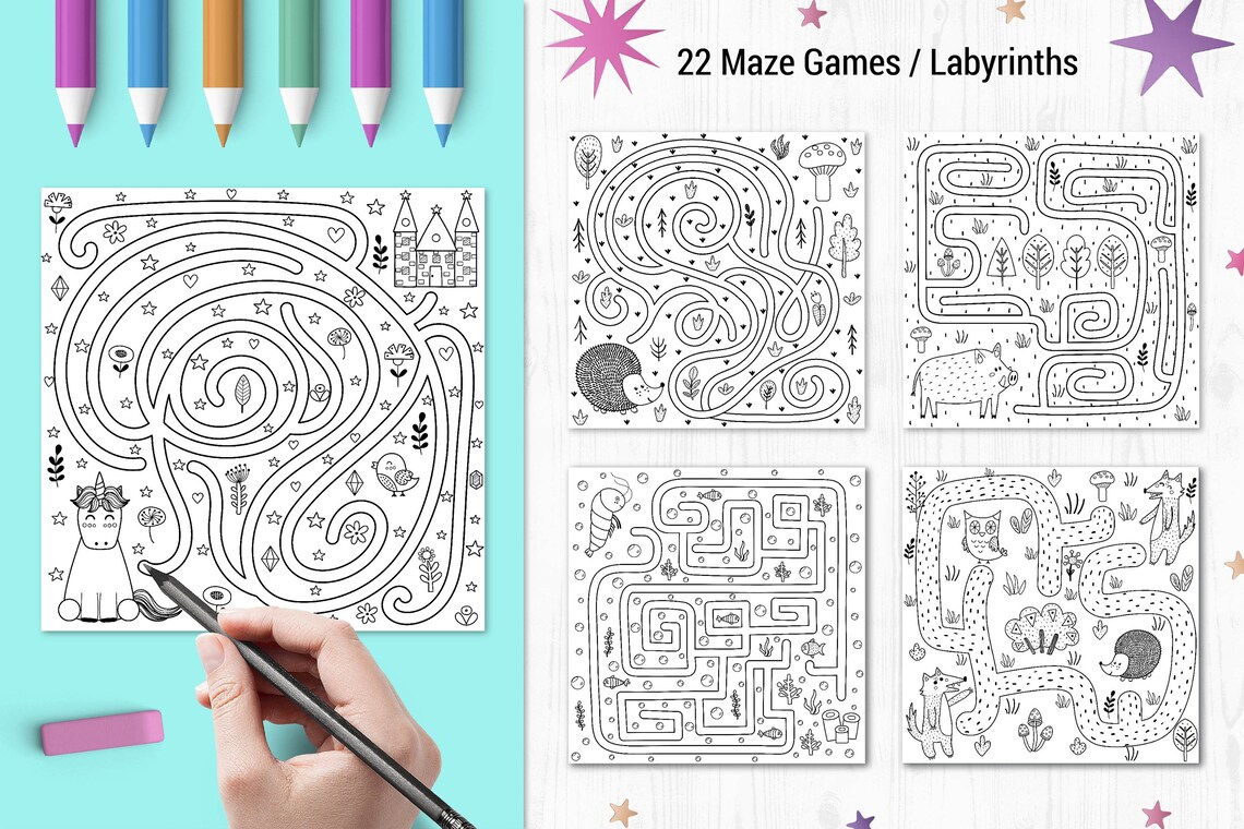 Maze Puzzles PDF Crosswords Dot to Dot Printable Activities | Etsy
