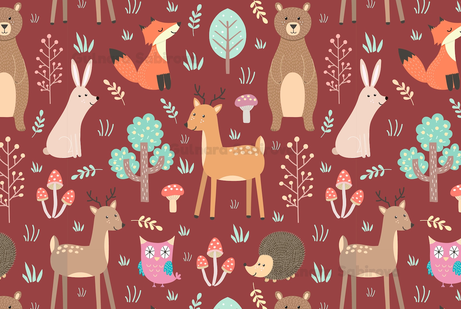 Forest Animals Digital Paper and Clipart Woodland Cute Baby - Etsy