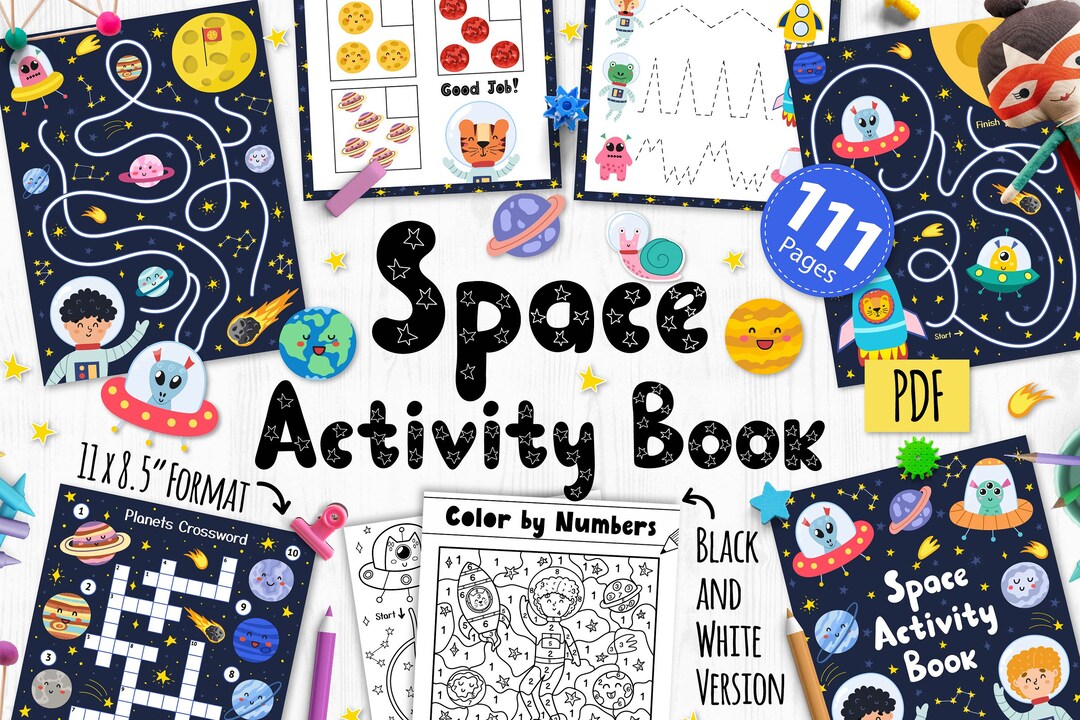 Space Activity Book PDF, Kids Printable Workbook, Connect the Dots ...