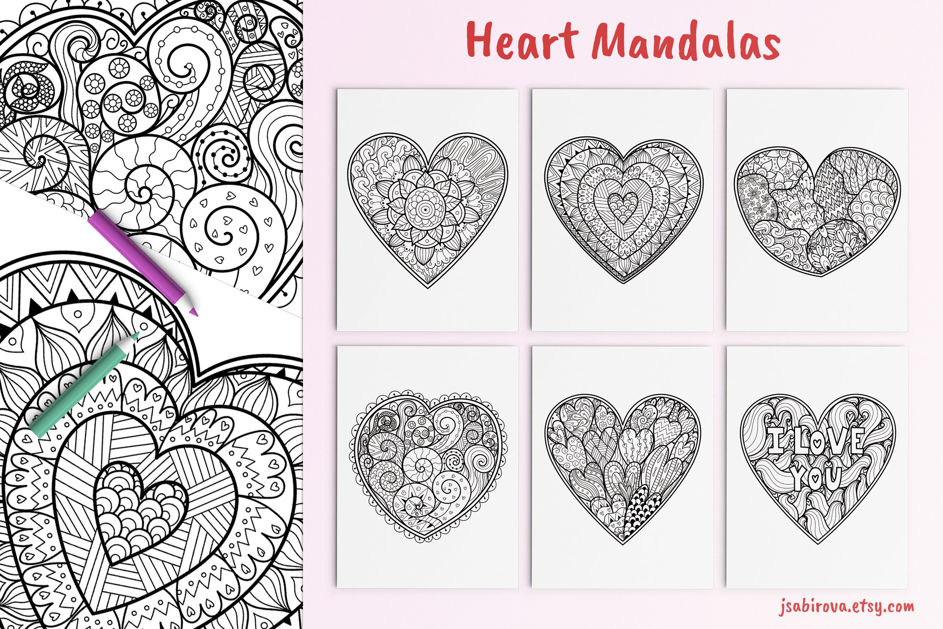 Heart Coloring Pages, Printable Adult Coloring Pages, Valentines Day ...