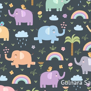 Elephants Clipart and Digital Paper / Animals Clipart and Seamless ...