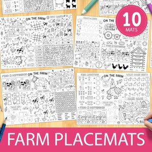 Farm Activity Placemats DIGITAL, on the Farm Coloring Activity Mats ...
