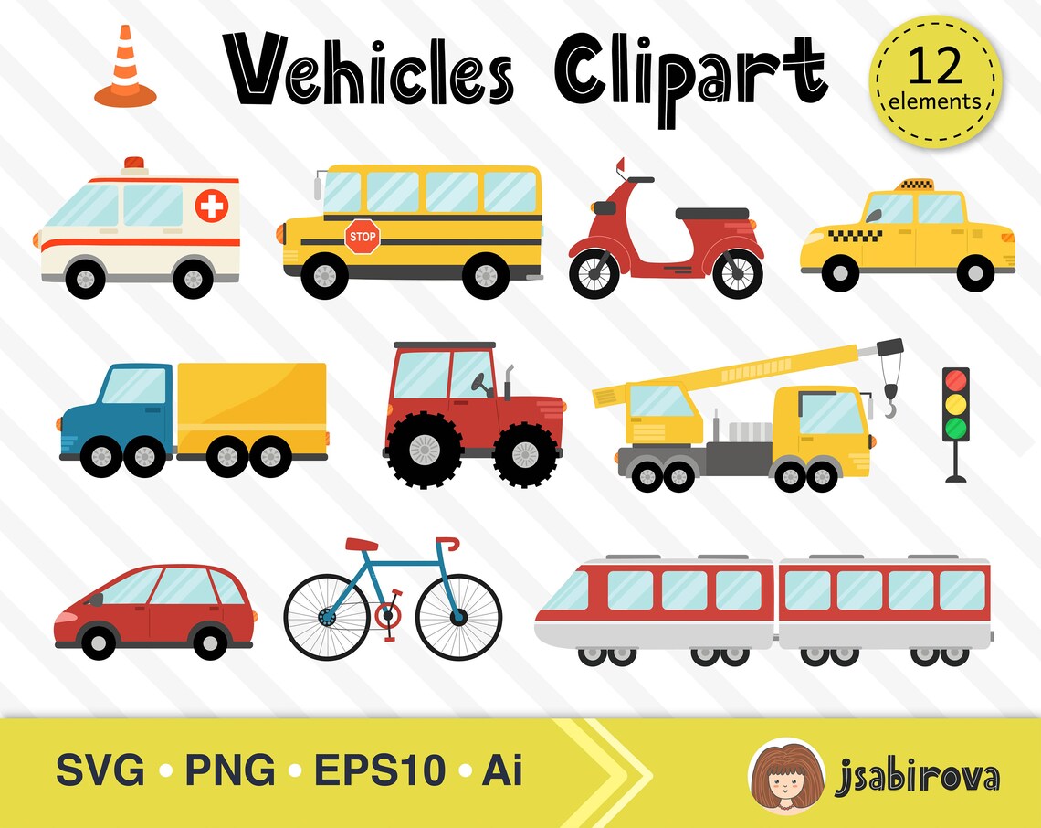 Clipart Vehicles Png Eps10 Car Clipart Transport Truck - Etsy
