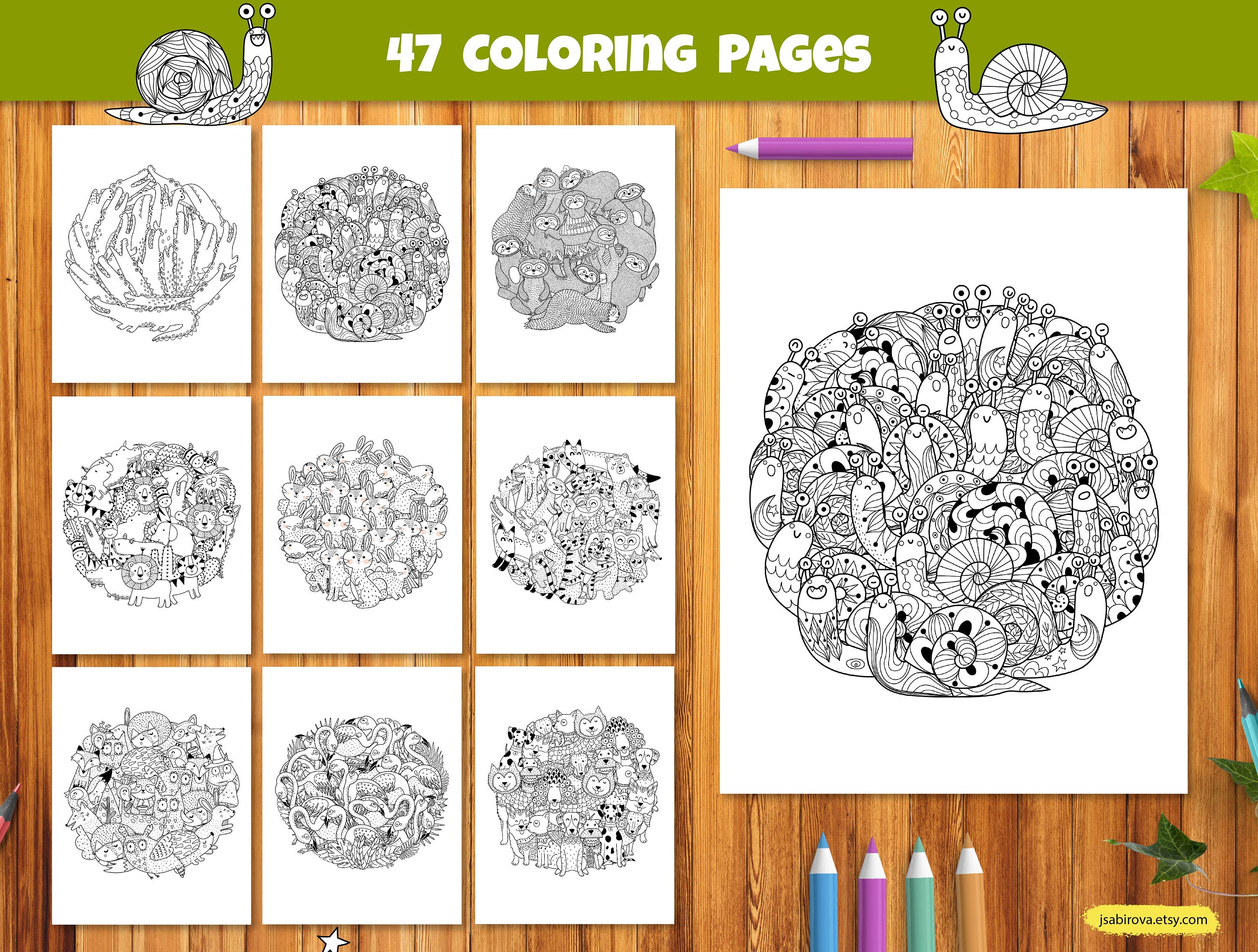 Doodle Coloring Book Bundle Coloring Pages Printable - Etsy