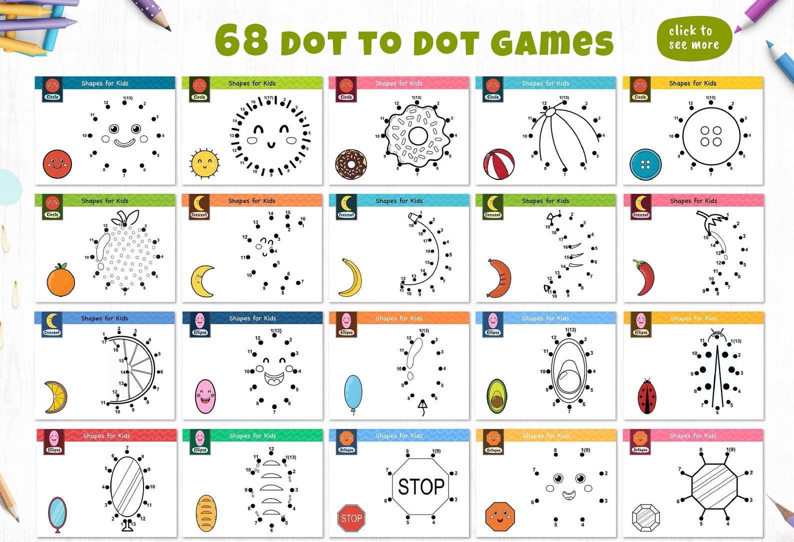 Shapes Activity Book Bundle Dot to Dot Worksheets Shapes - Etsy
