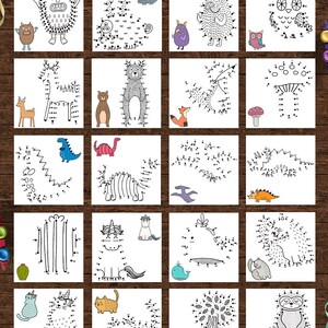 60 Dot to Dot Drawing Games Bundle for Kids Printable Puzzles Connect ...