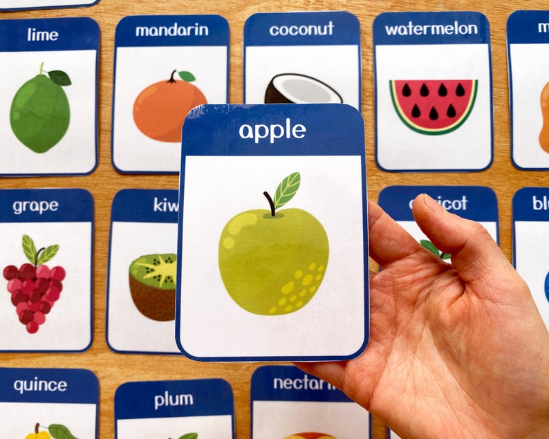 Fruits Flashcards Pdf Fruits Flash Cards Printable - Etsy