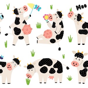 Cows Clipart and Digital Paper - Moo Collection, Cute Cows Print Png ...