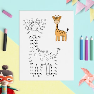 Dot to Dot Book for Kids PDF, 6 Printable Activity Pages With Safari ...