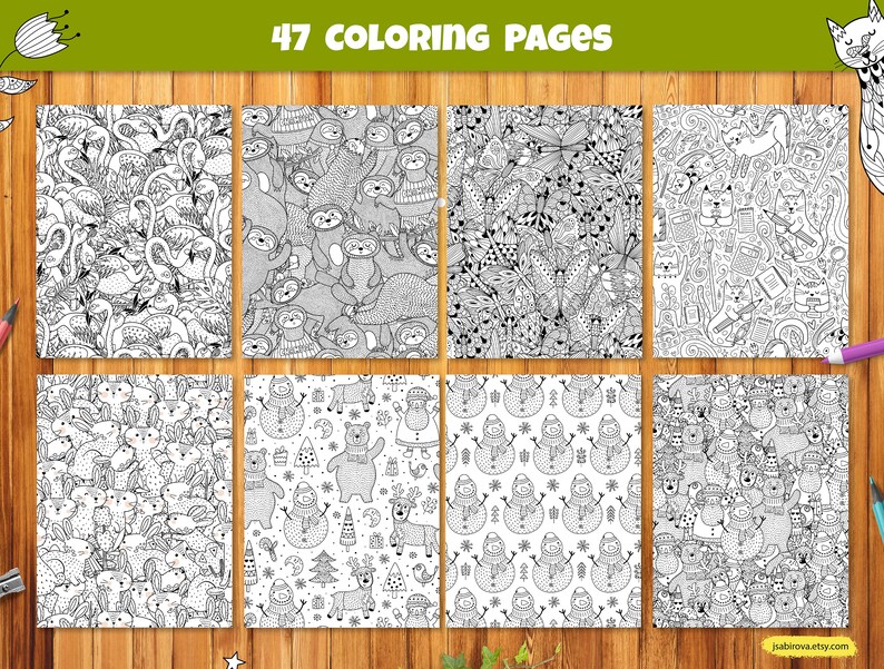 Doodle Coloring Book Bundle, Coloring Pages Printable, Coloring Pages ...