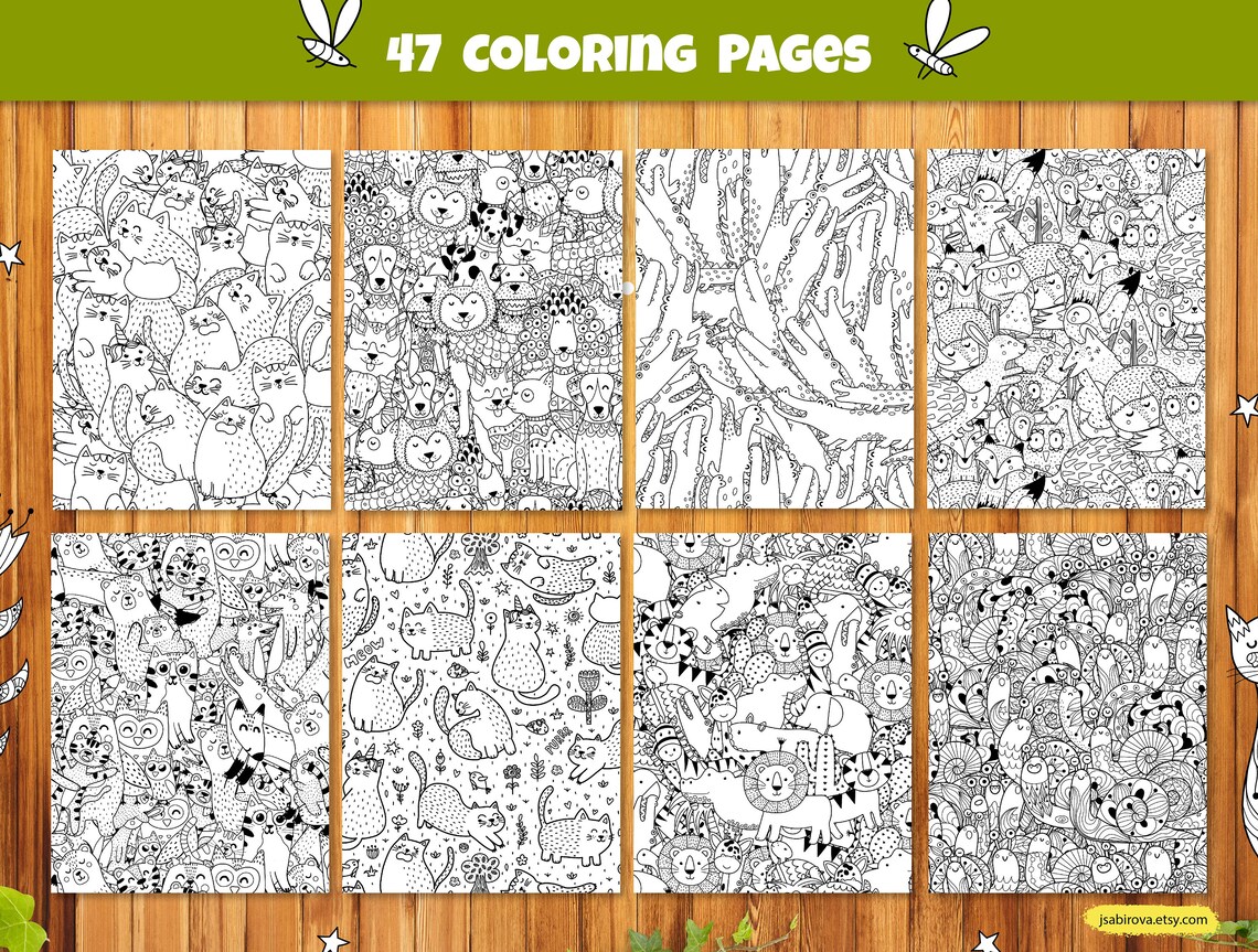 Doodle Coloring Book Bundle, Coloring Pages Printable, Coloring Pages ...