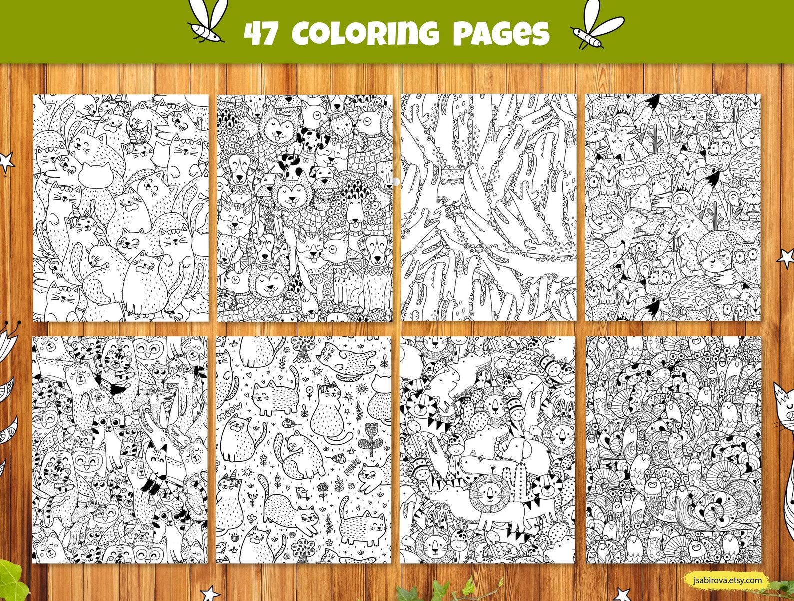 Doodle Coloring Book Bundle Coloring Pages Printable | Etsy