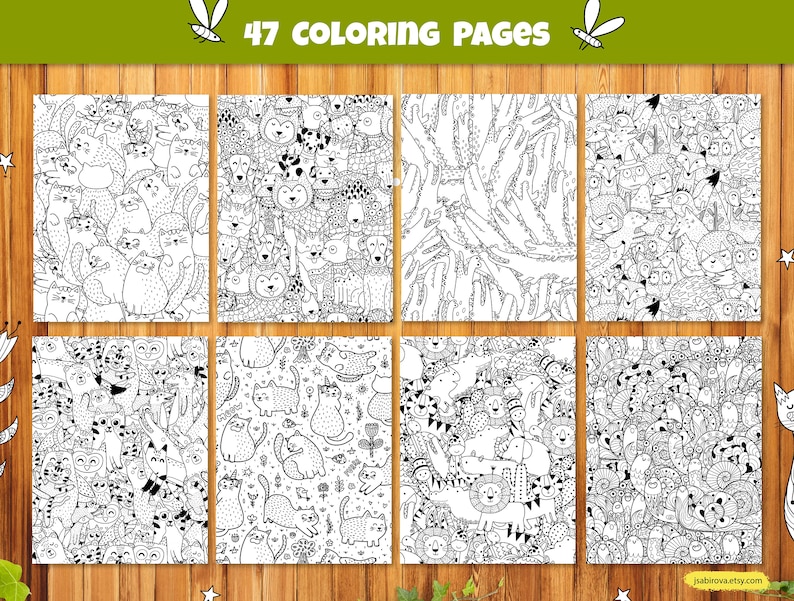 Doodle Coloring Book Bundle Coloring Pages Printable | Etsy